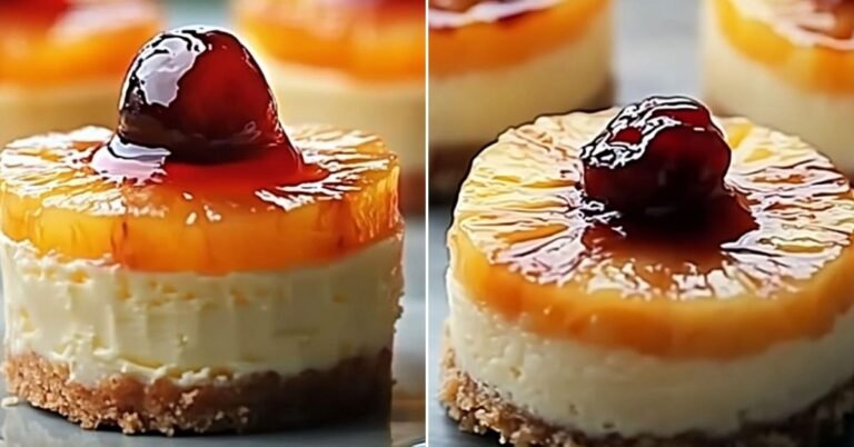 Mini Pineapple Upside-Down Cheesecakes - quick cheesecake recipes no bake easy desserts