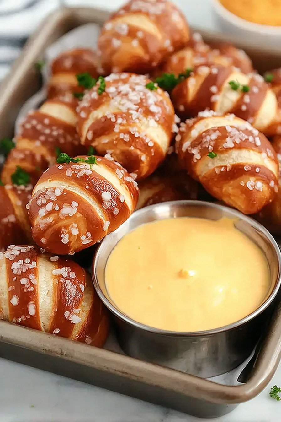 Quick Snack Recipes Soft Pretzels With Warm Cheese Dip