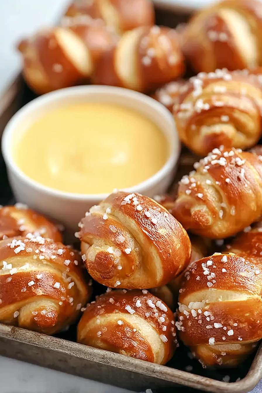 Quick Snack Recipes Soft Pretzels With Warm Cheese Dip